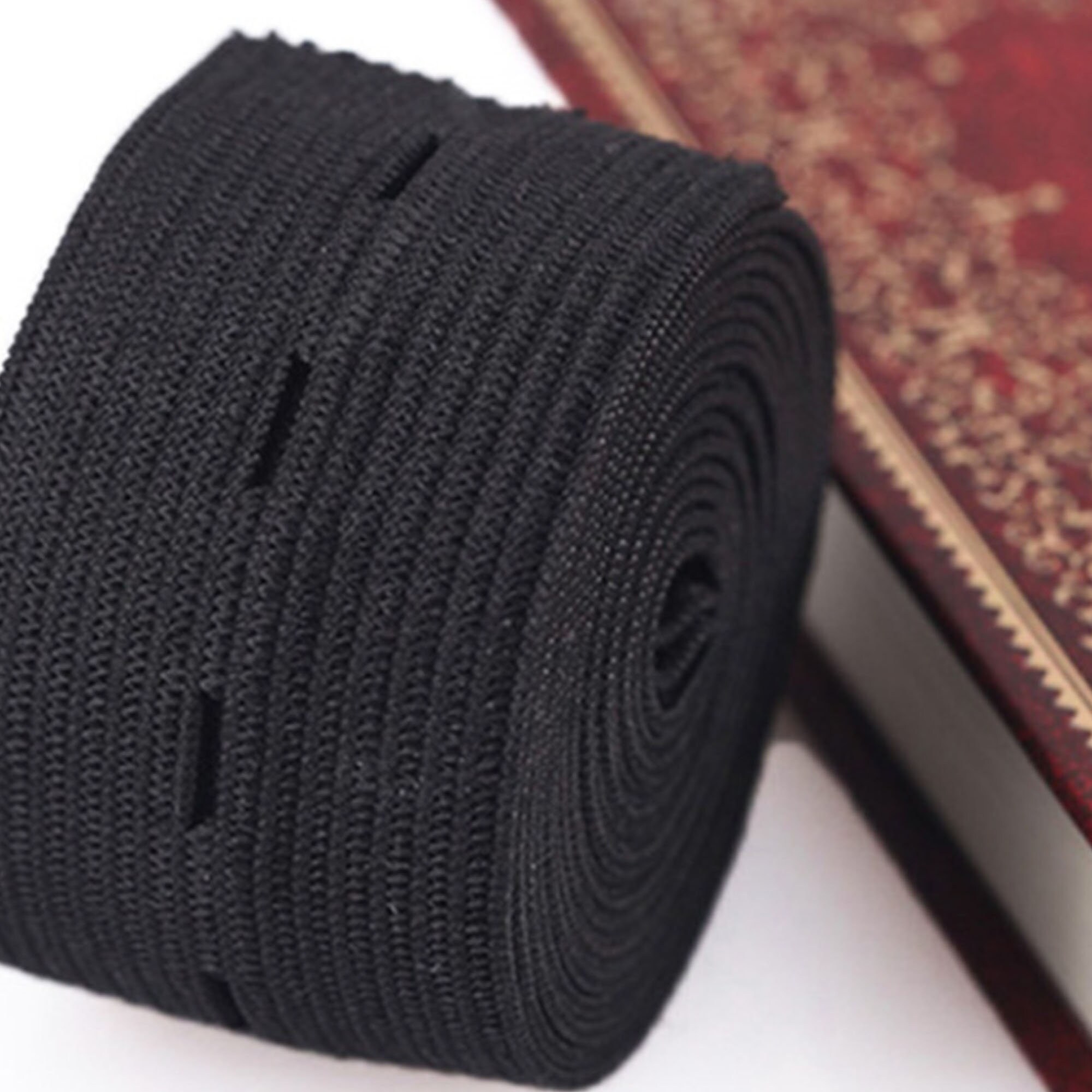 Black and White Buttonhole Elastic Band Elasticity Belt Hole Button ...
