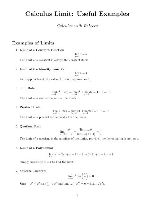 Calculus 1 Limit equation Sheet & Examples - Etsy
