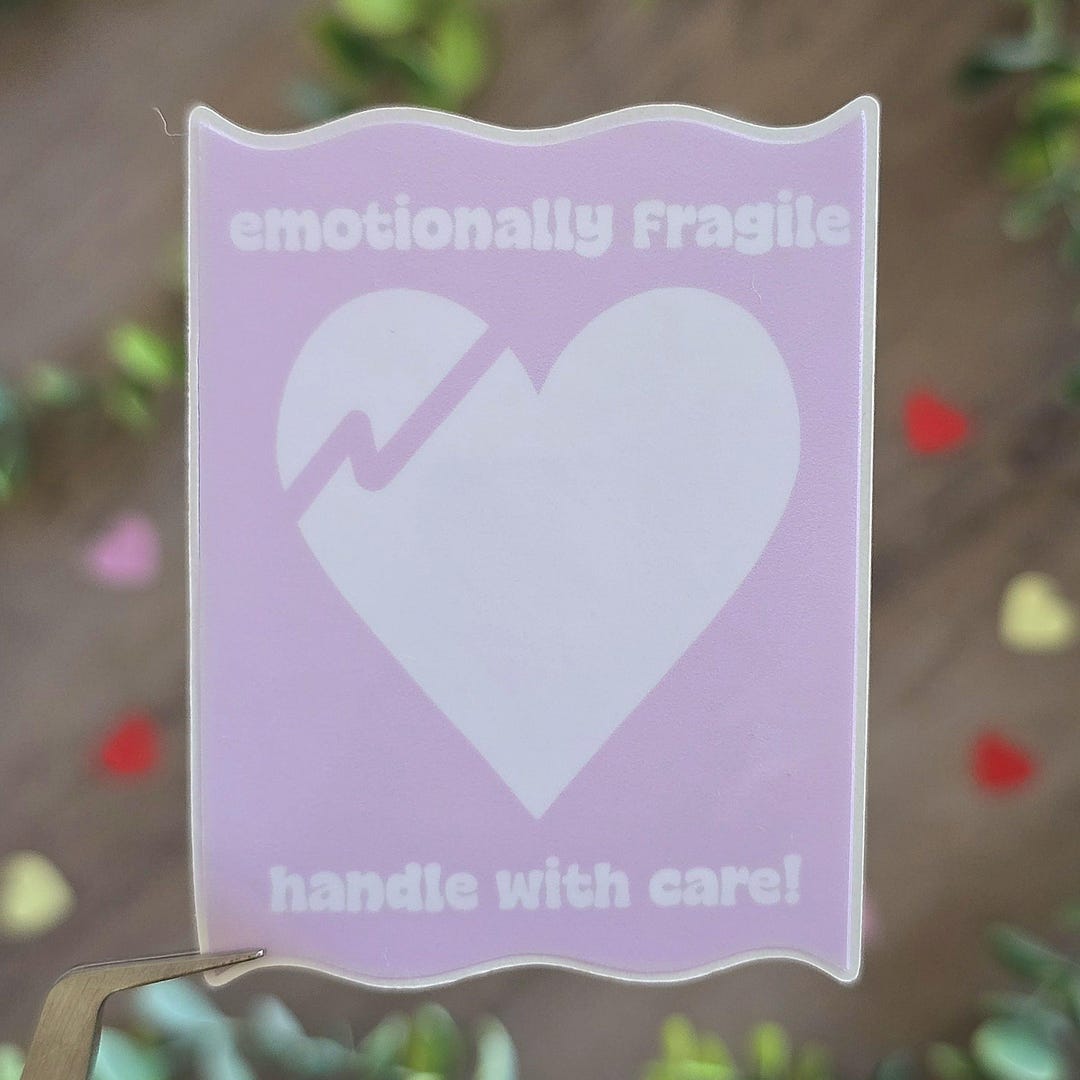 Emotionally Fragile, Handle With Care Sticker Relatable Vinyl Decal for ...