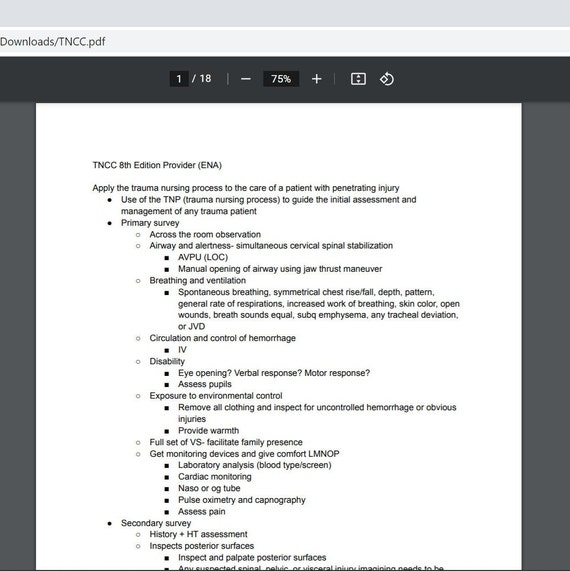 TNCC trauma Nursing Core Course ENA - Etsy