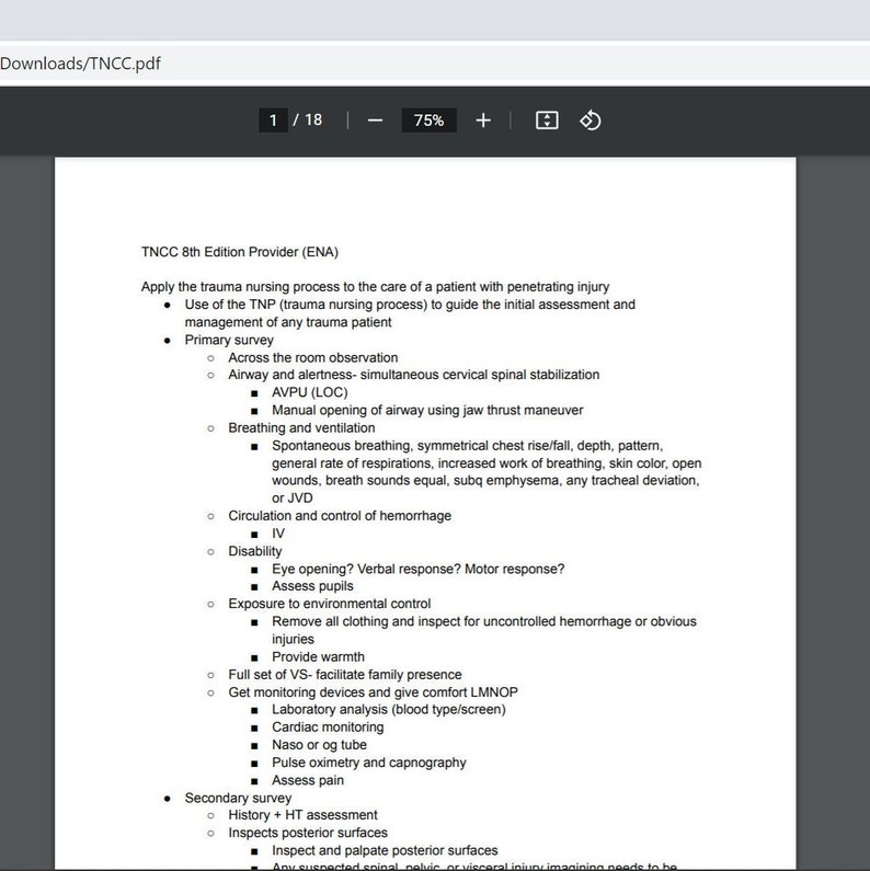 TNCC (trauma Nursing Core Course) ENA - Etsy