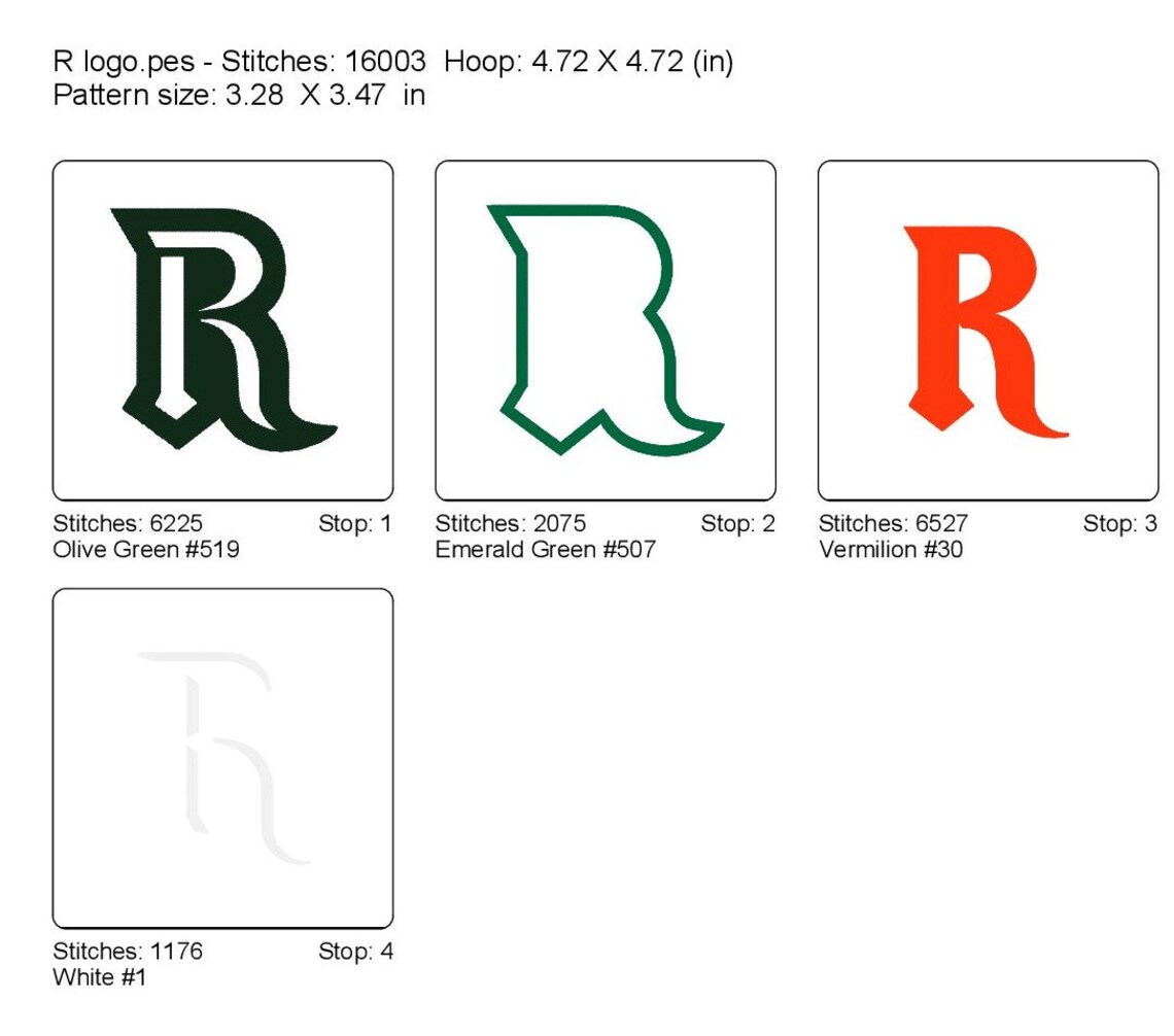 Elegant Letter R Machine Embroidery Design - Etsy