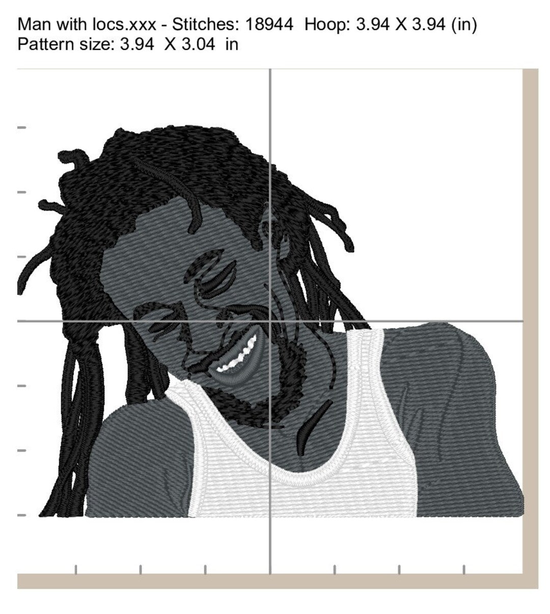 Male Locs Machine Embroidery Design - 3.94" W X 3.04" H, Crafted for ...