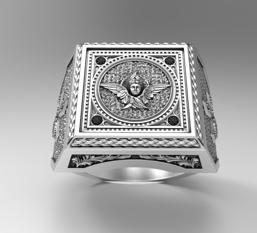 Signet Angel Ring Angel & Devil RingBoho RingSterling | Etsy