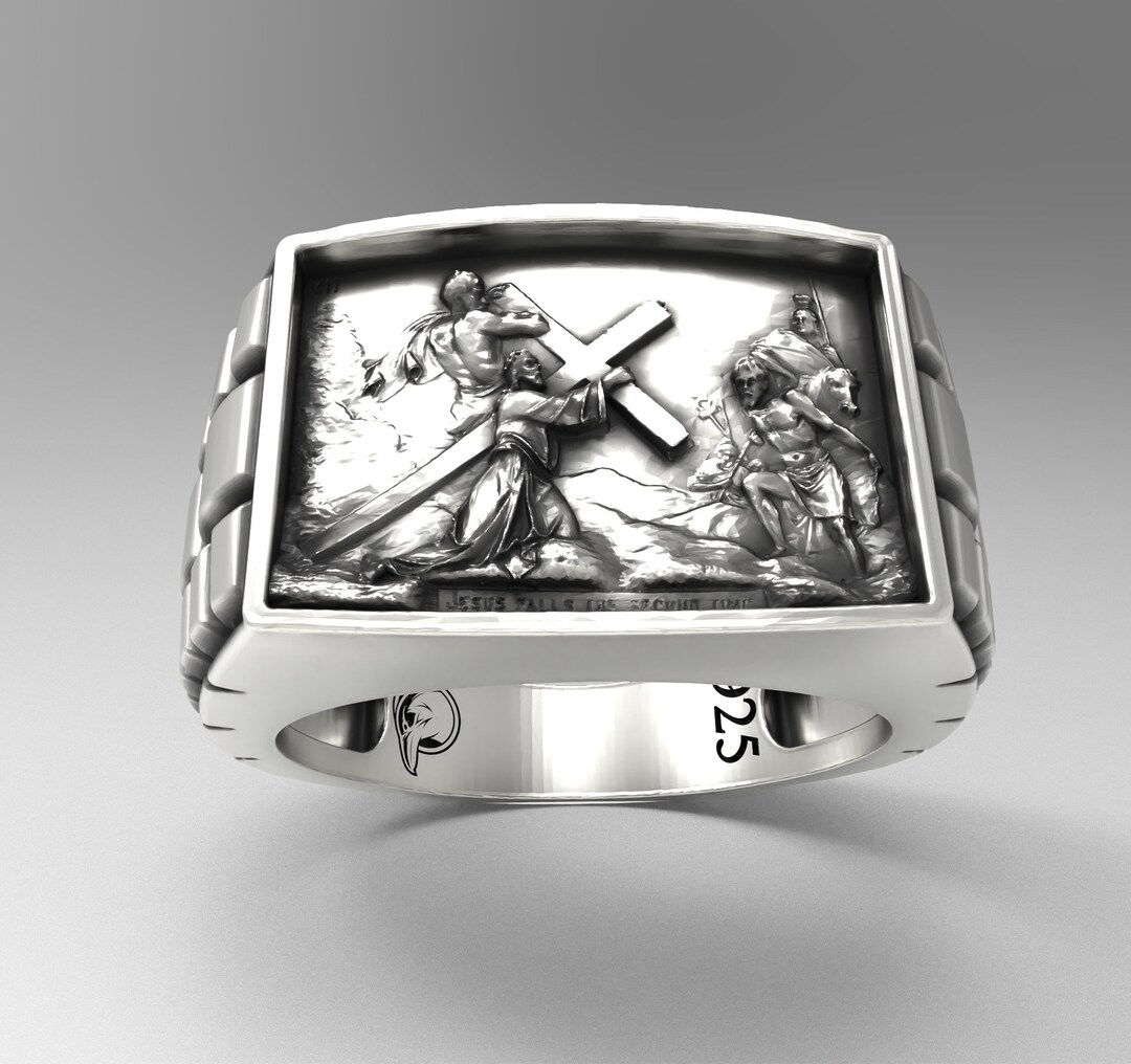 Simon of Cyrene Helps Jesus Carry the Cross,via Dolorosa Ring ...