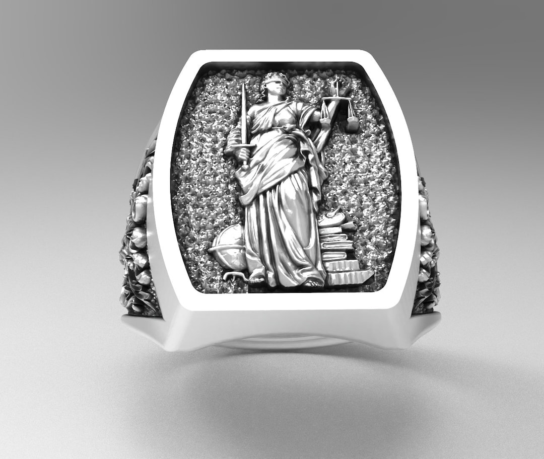 Justice Statue,lady Justice Silver Ring,925 Sterling Silver,graduation ...