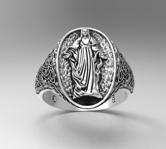 Virgin Mary Ring Religious Christian Ring Statue of the | Etsy