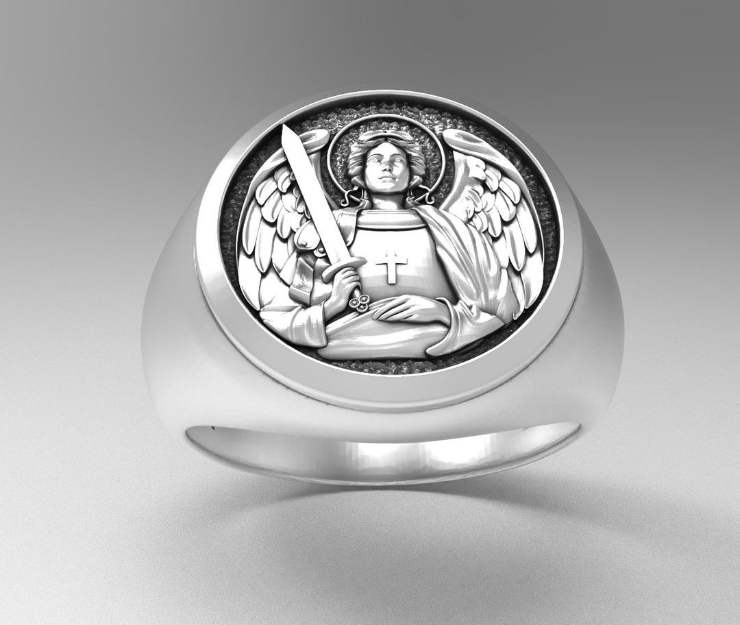 St Michael the Archangel Handmade Sterling Silver Signet Ring, Saint ...