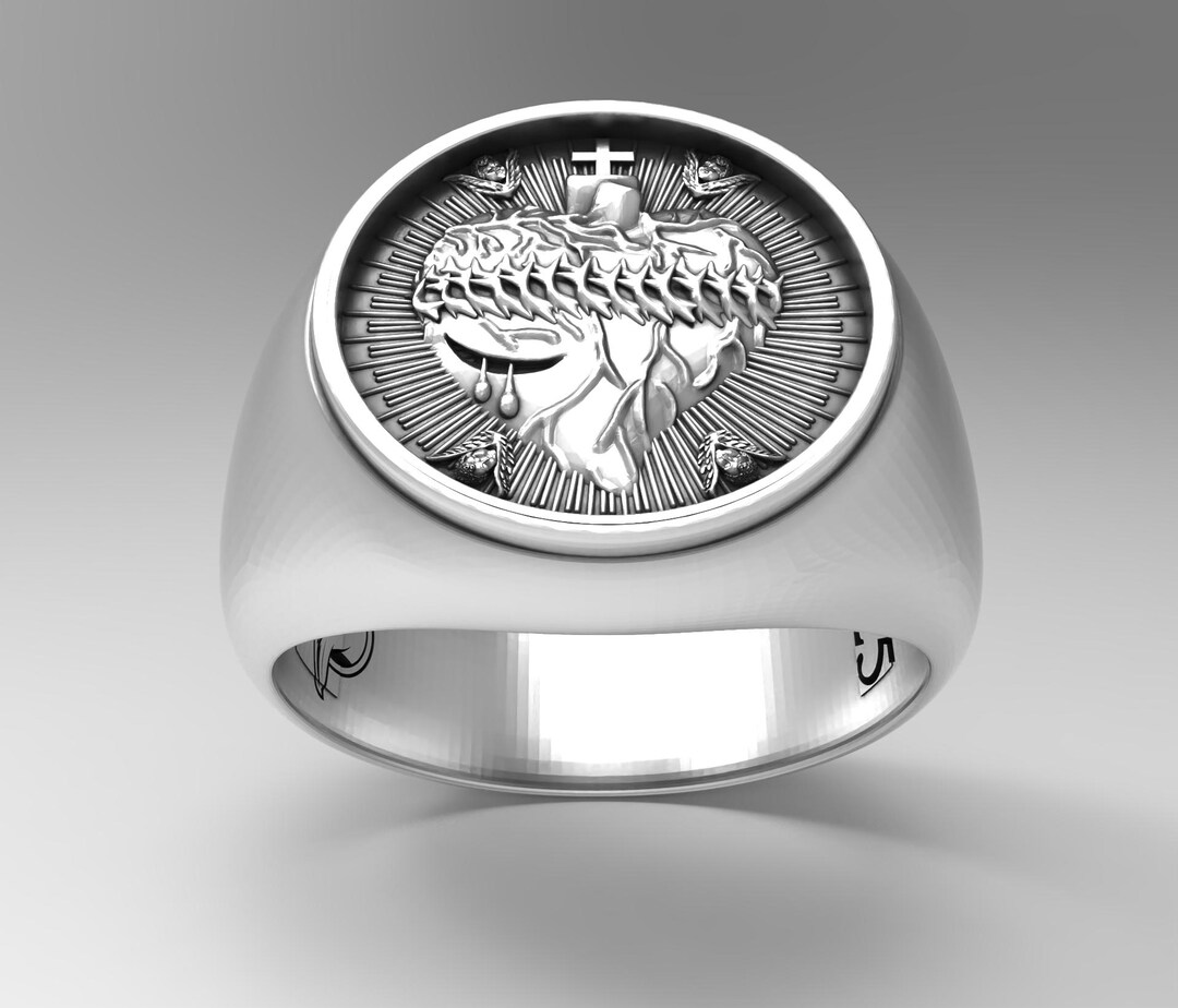 Sacred Heart of Jesus Ring: Handmade 925 Sterling Silver Catholic ...