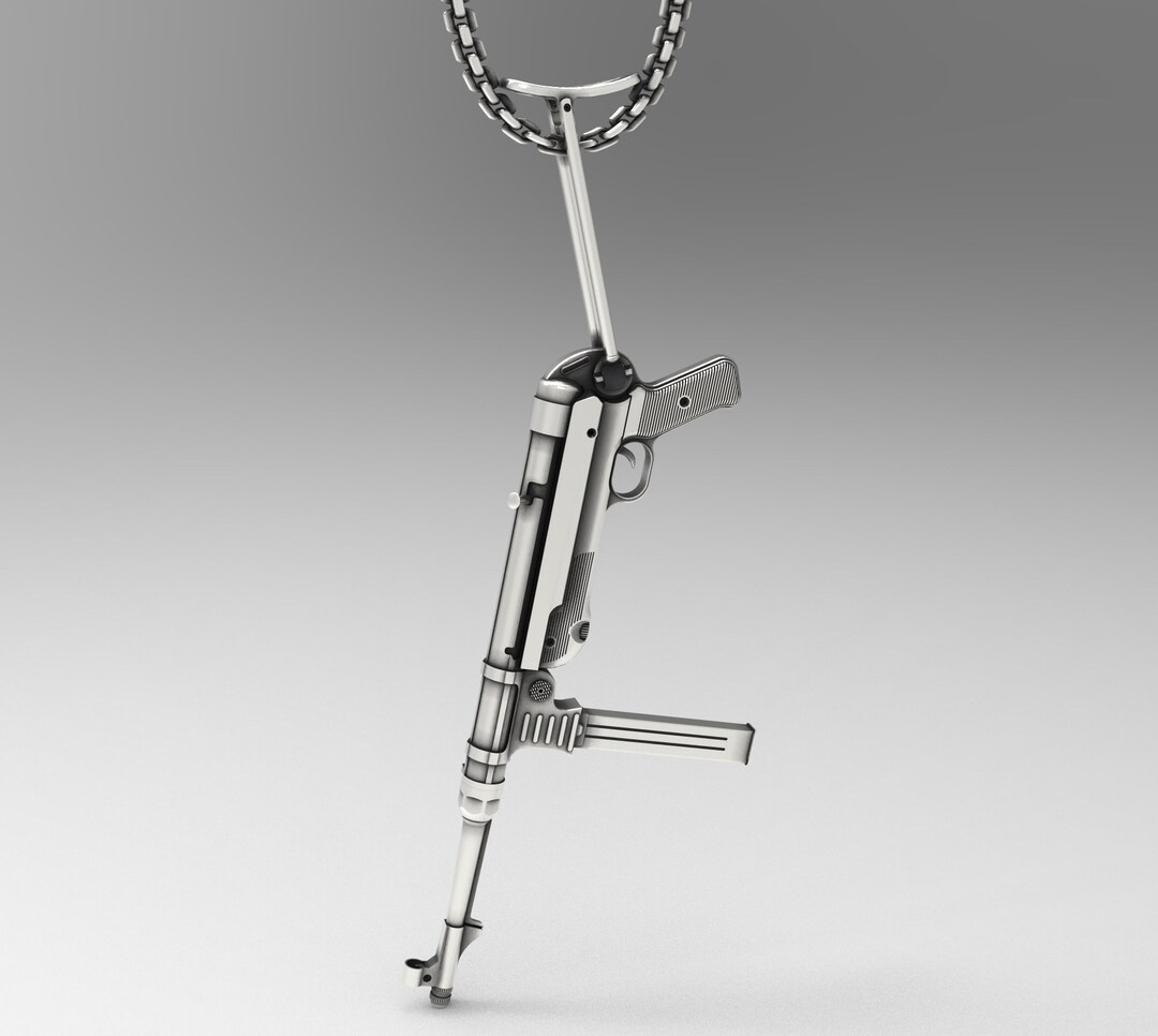 German MP 40 Infantry Weapon, Handmade Silver, 3D Necklace for Man ...