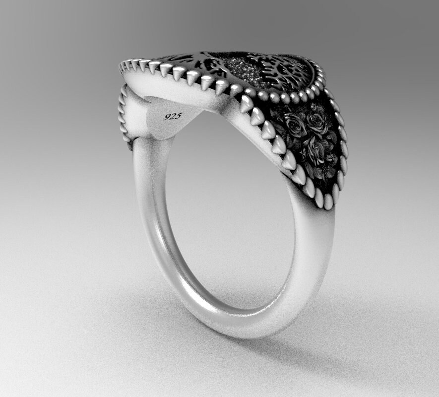 Engraved Tree of Life Ring: Oxidized Sterling Silver Filigree - Etsy