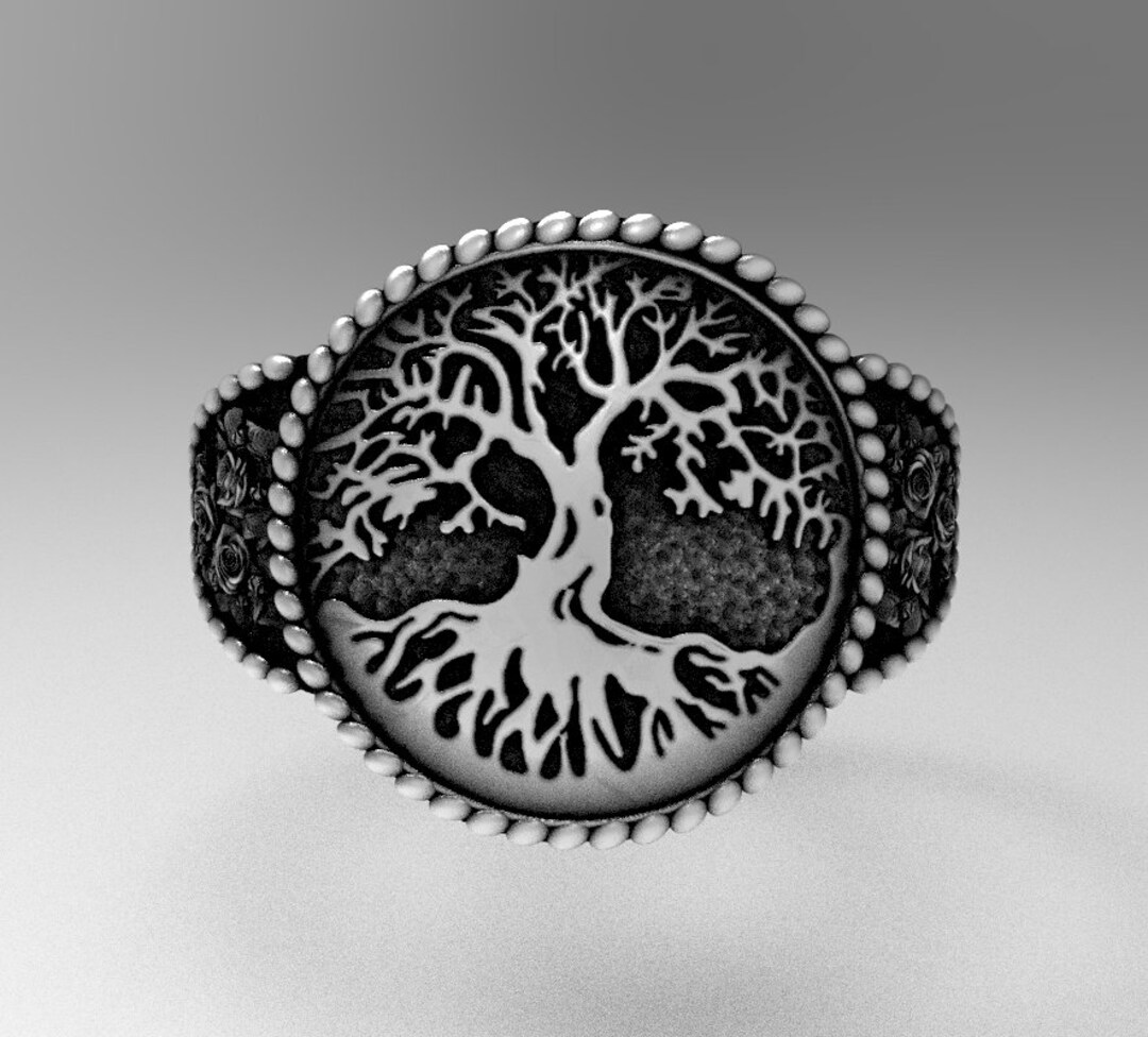 Engraved Tree of Life Ring: Oxidized Sterling Silver Filigree - Etsy