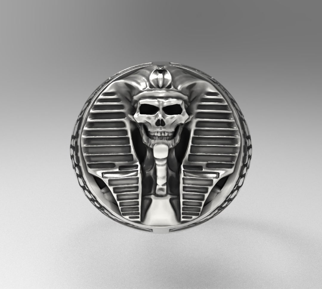 Tutankhamun Pharaoh Ring, Ancient Egyptian Ankh Ring, Silver Mummy ...