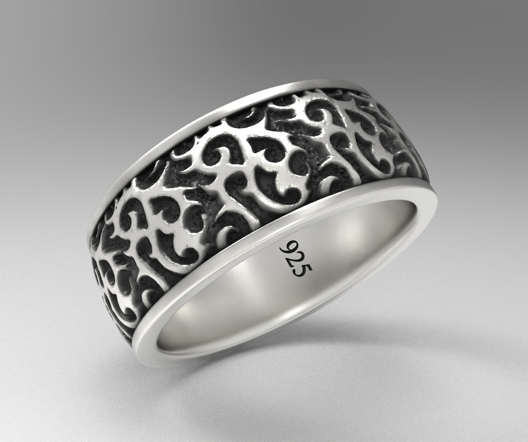 Ancient Texture Band,texture Band,unisex Silver Band, Anniversary ...