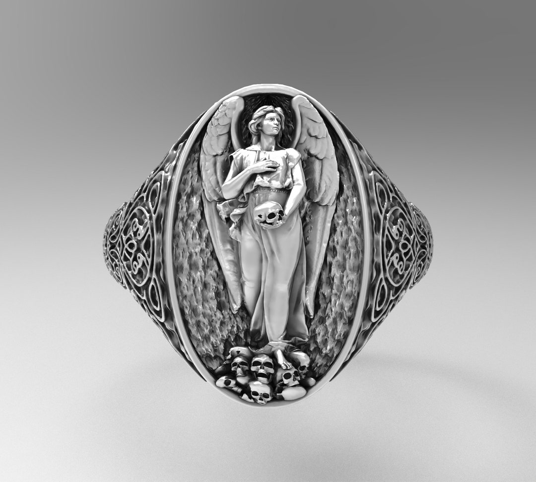 Woman Signet Ring,angel of Death Ring,death Jewelry,handcrafted,925 ...