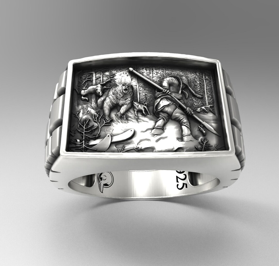Hunter Ring, Bear Hunting Ring,embossed and Detailed,gift for Men ...