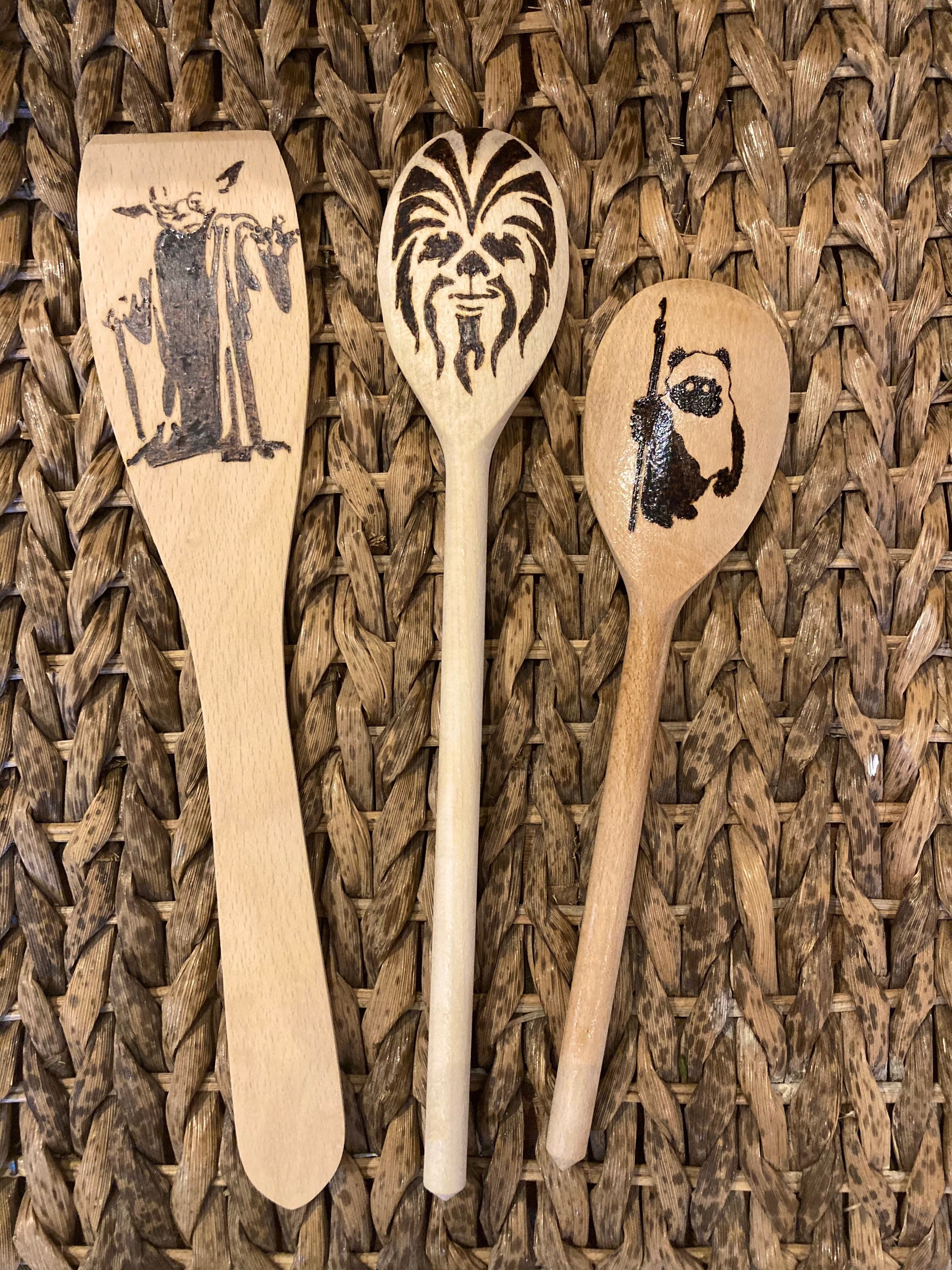 Set of 3 Hand Burnt Wooden Spoons Star Wars Inspired - Etsy UK