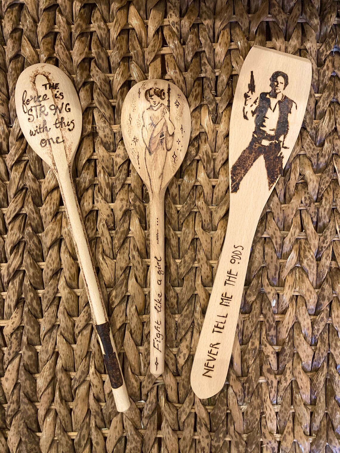 Set of 3 Hand Burnt Wooden Spoons Star Wars Inspired - Etsy