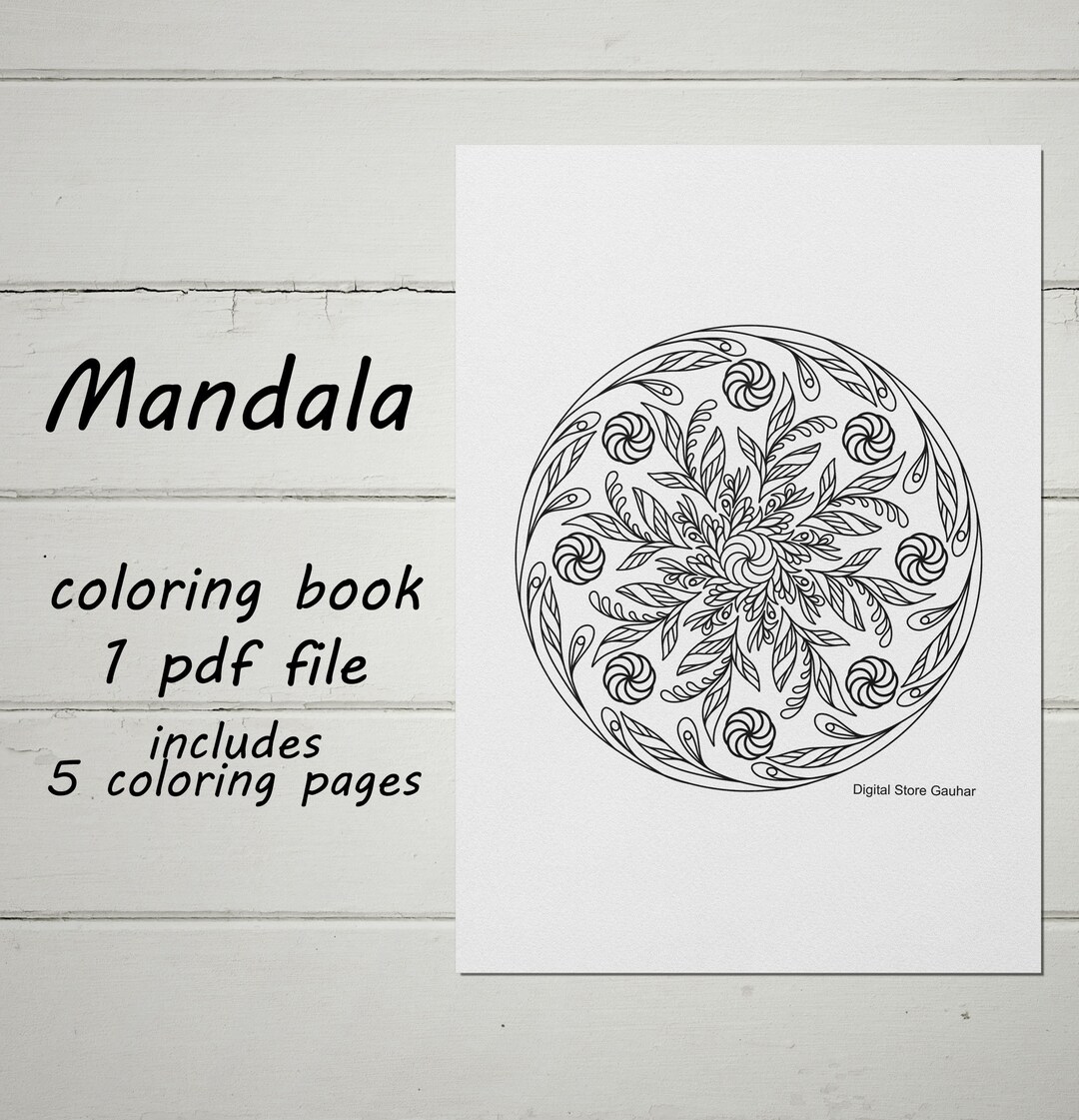 Mandala Coloring Book for Adults PDF 5 Pages to Print and Color - Etsy