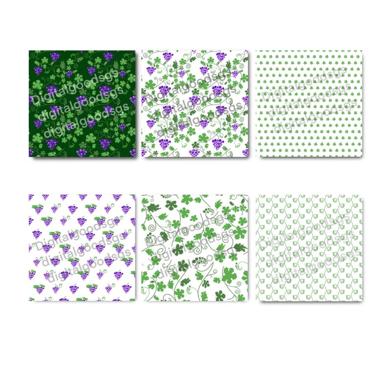 Seamless Digital Paper Pack Cute Grapes Illustration - Etsy