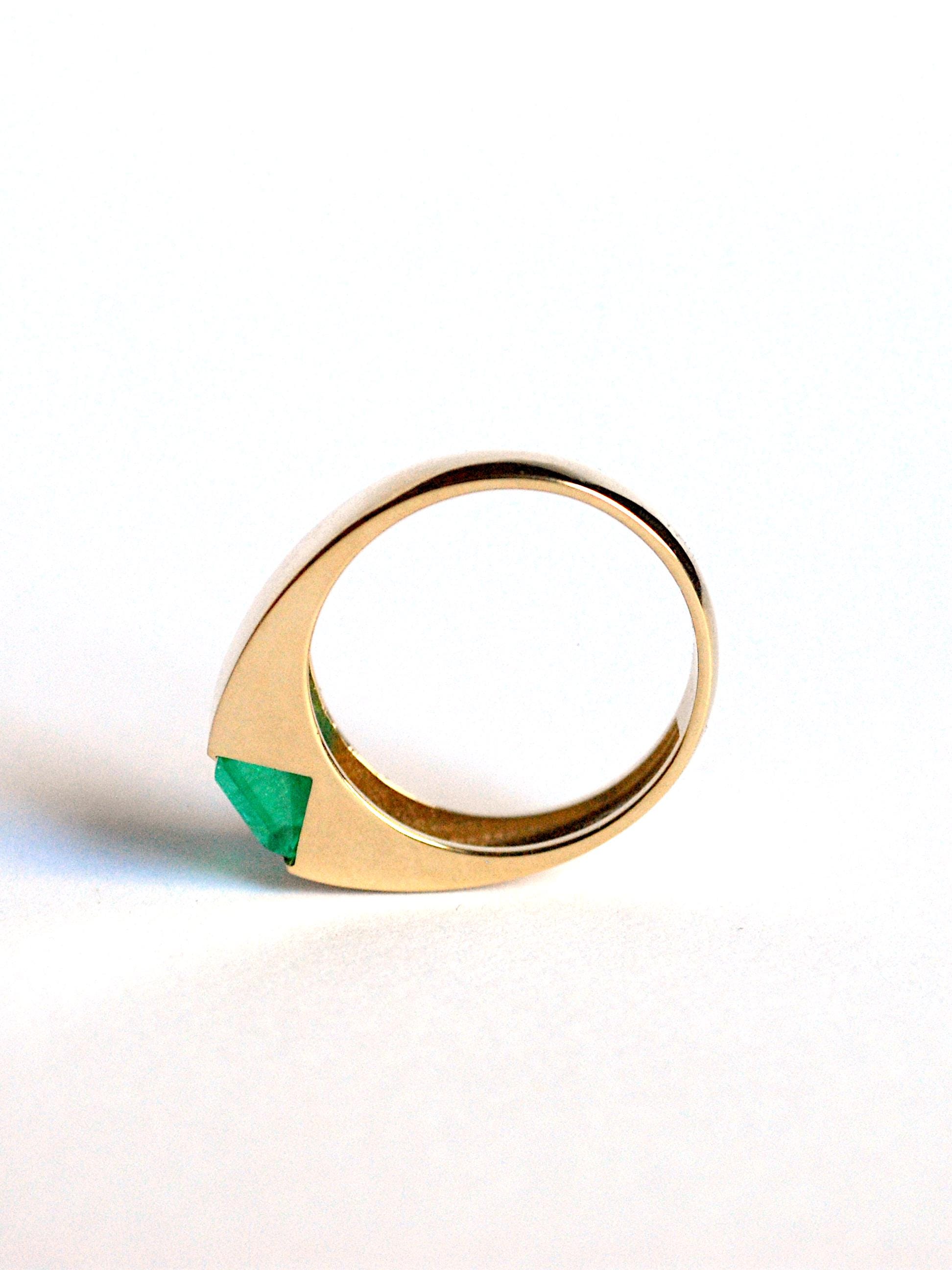 Solid Gold Signet With Emerald, Emerald Signet, Solid Gold Ring With ...