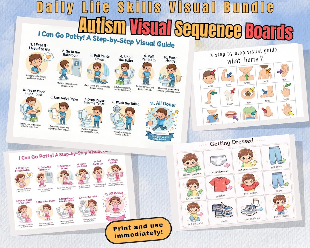 Daily Life Skills Bundle | Autism Visual Sequence Boards | Shower ...