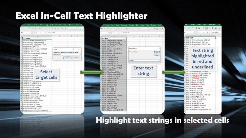 Excel Highlight Partial Text in Cells (VBA Code) - Etsy