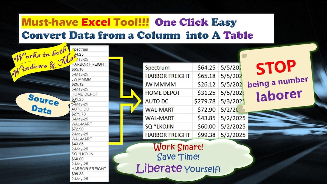 Excel Automation Tool - Data Conversion - Convert Single Column Data ...