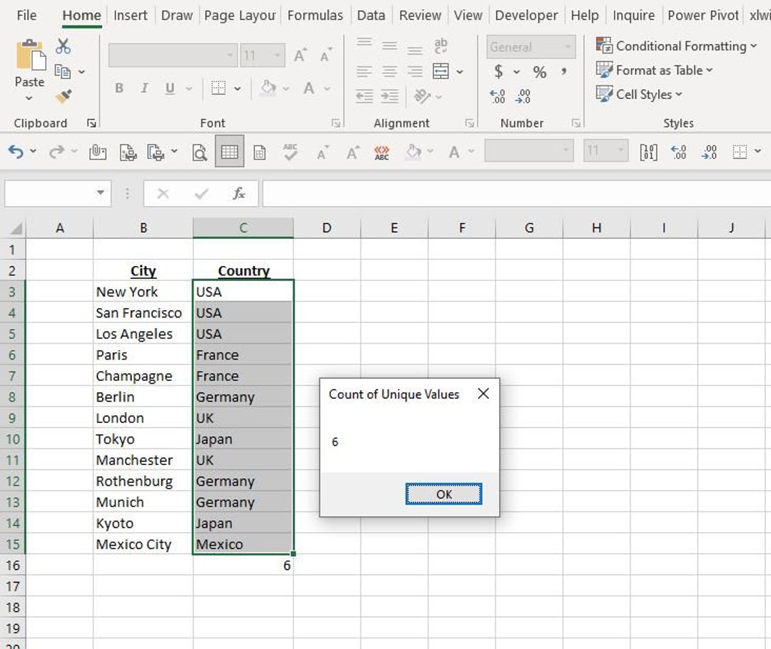 Excel Tool Count Number Of Unique Values In Selected Cells Best Office