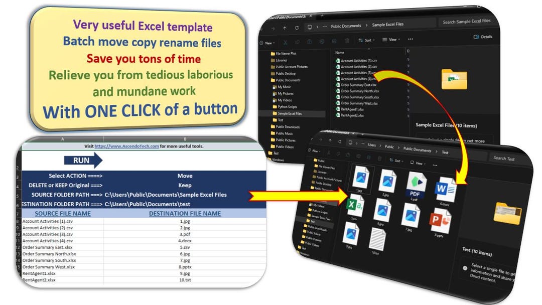 Best Excel Tool - Batch Move Copy and Rename Files - Etsy