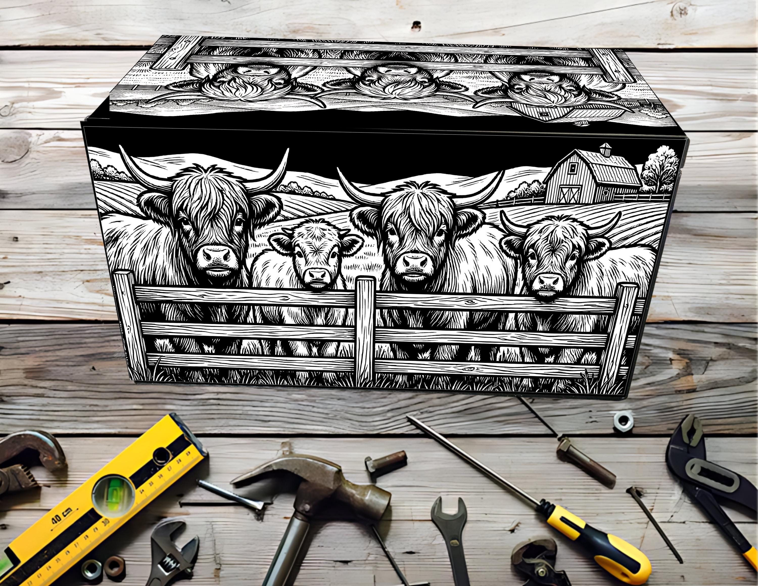 Highland Cow Laser Engraving Files | Mini Toolbox SVG PNG (digital ...