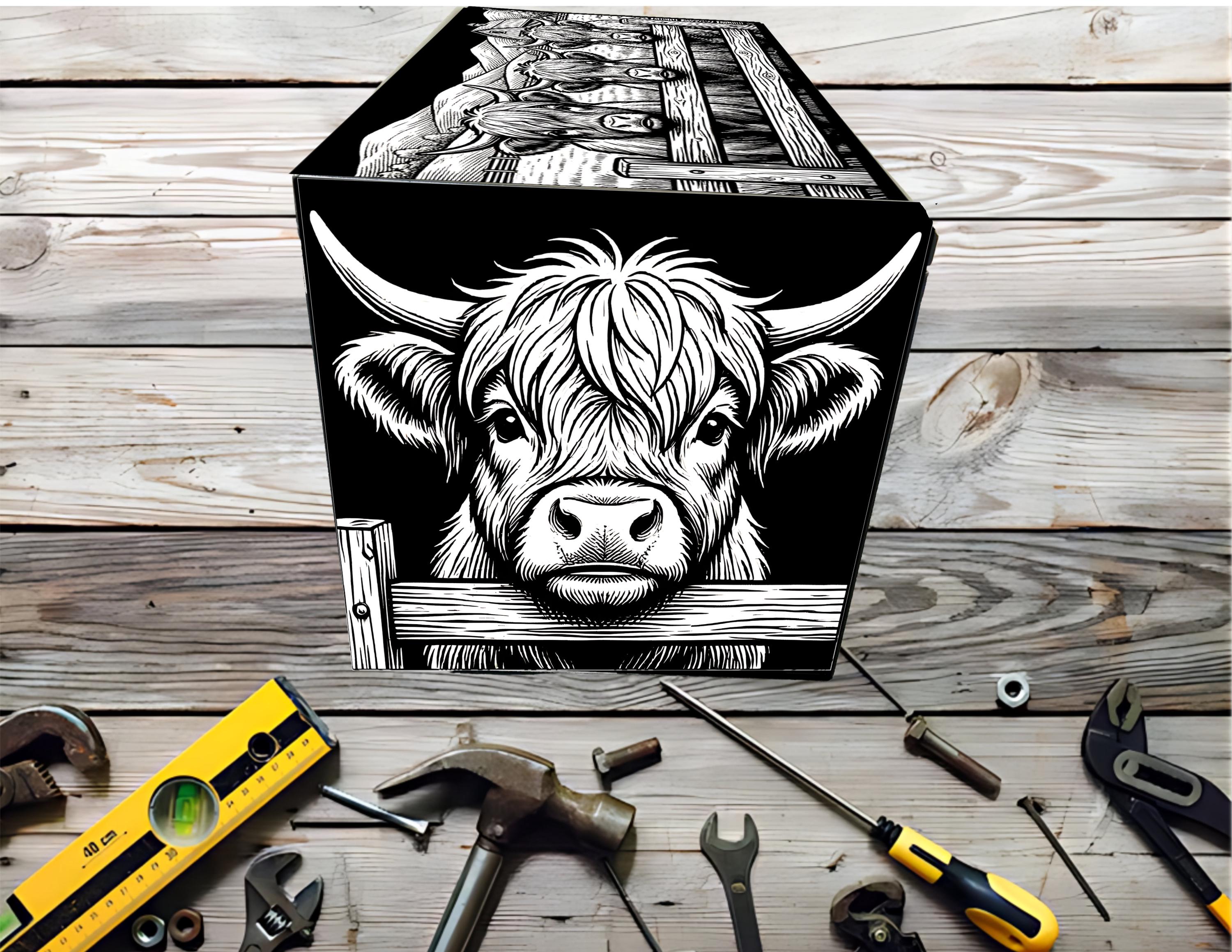 Highland Cow Laser Engraving Files for Mini Toolbox | SVG PNG DXF ...