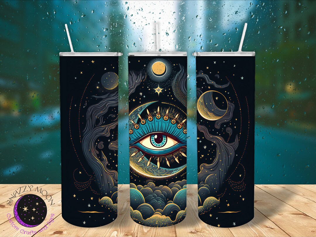 Evil Eye Moon Celestial 20 Oz Stainless Steel Insulated Tumbler With ...