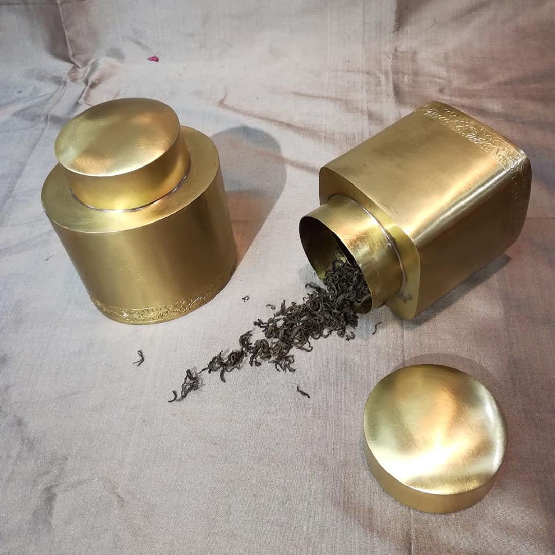 Tea Box | Round Brass Jar | Oval Jar | Box With Lid | Secret Box ...