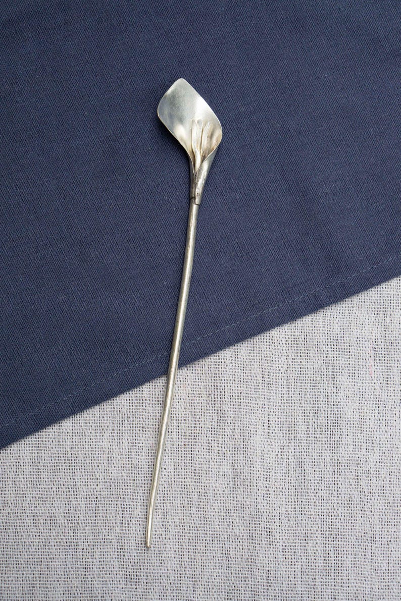 Silverplated Calla Lily Hair Pin: Handcrafted Brass Wedding Hair ...