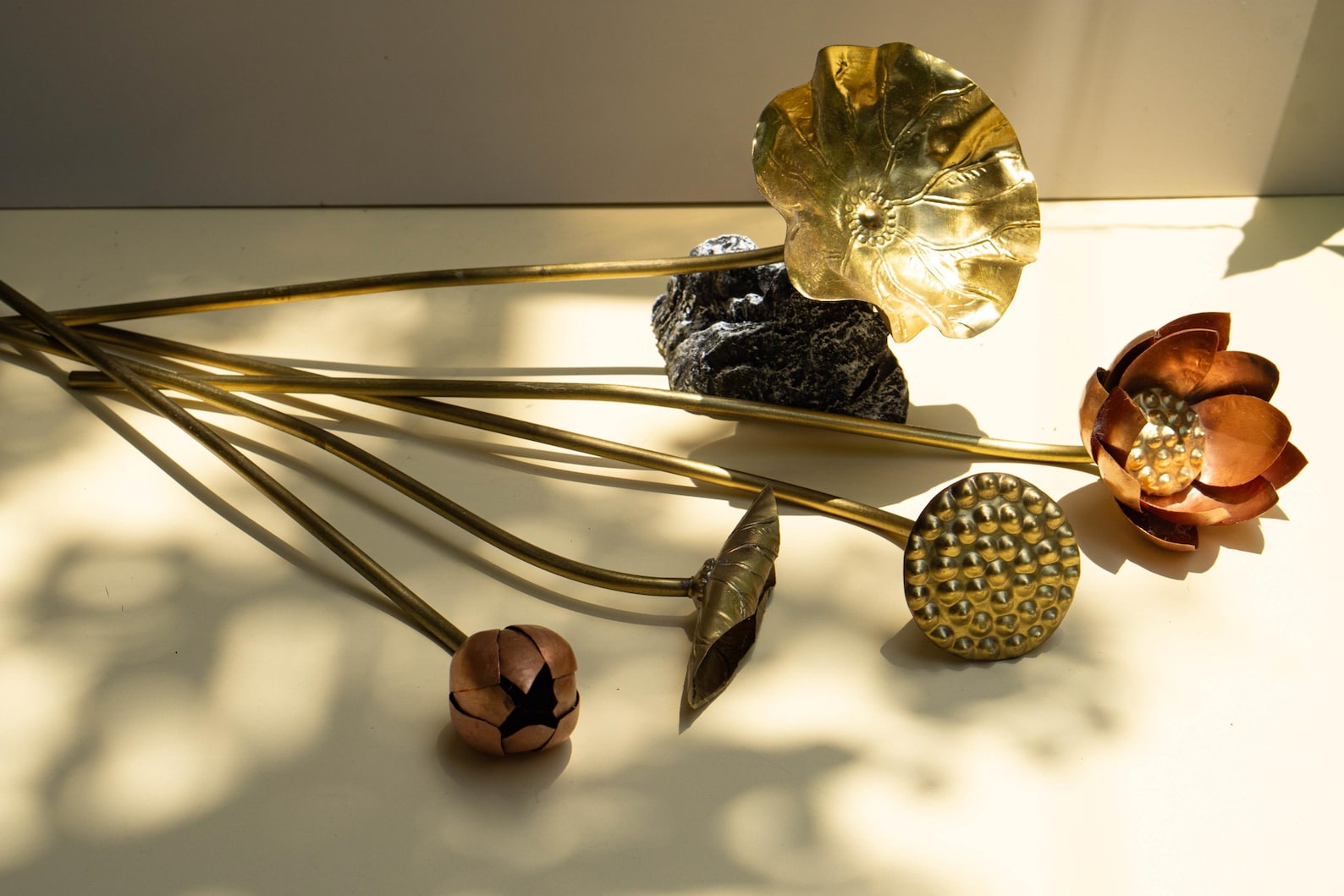 Handcrafted Brass & Copper Lotus Flower: Etched Floral Decor, Unique ...