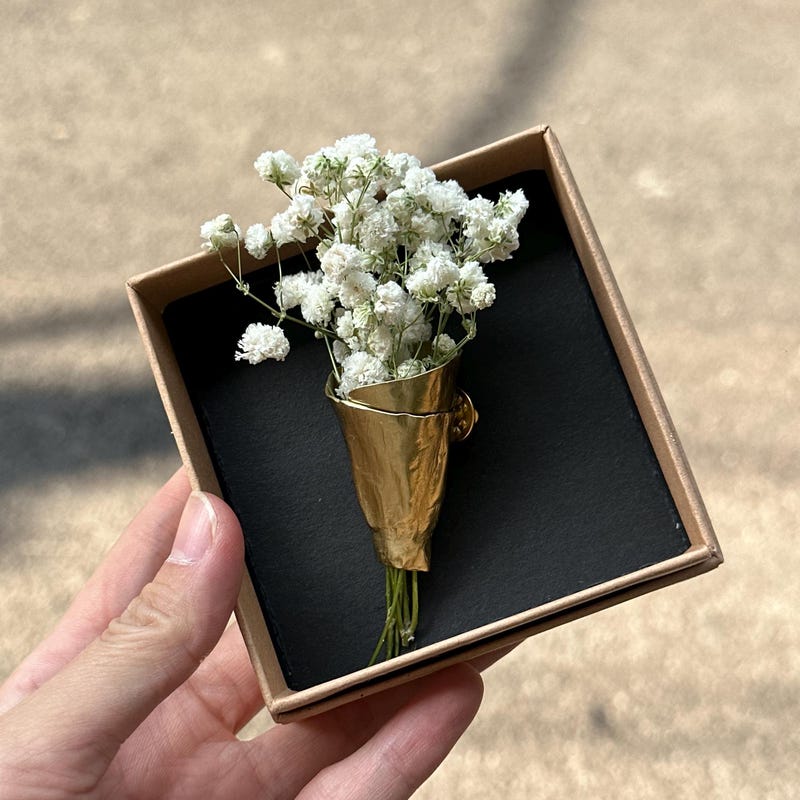 Gold Brass Flower Brooch - Etsy