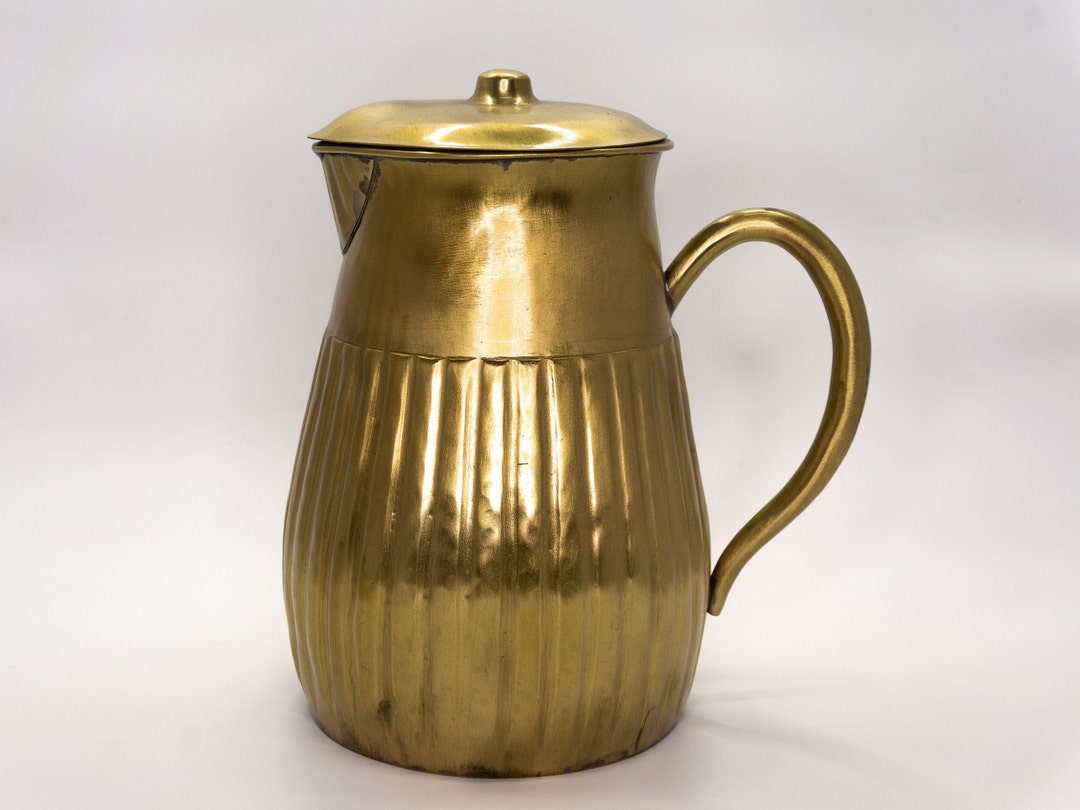 Handmade Brass Pitcher: Etched Gold Jug, 2-2.5L - Etsy