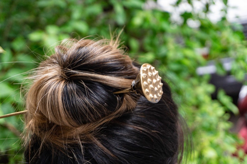 Lotus Calyx Brass Hair Pin Flowers Hair Stick Leaf Hair - Etsy