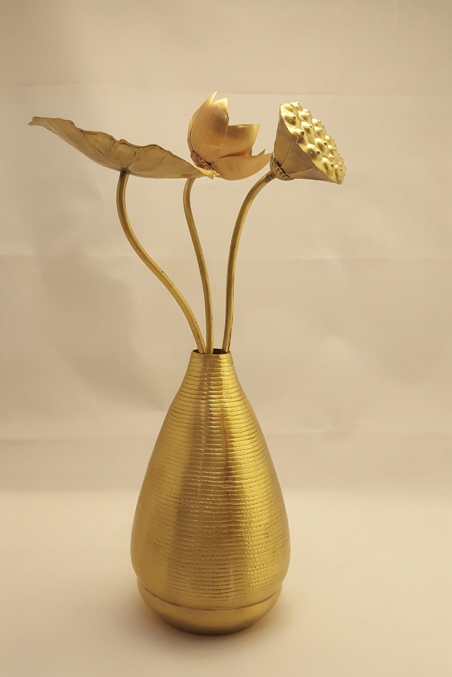 Handcrafted Brass & Copper Lotus Flower: Etched Floral Decor, Unique ...