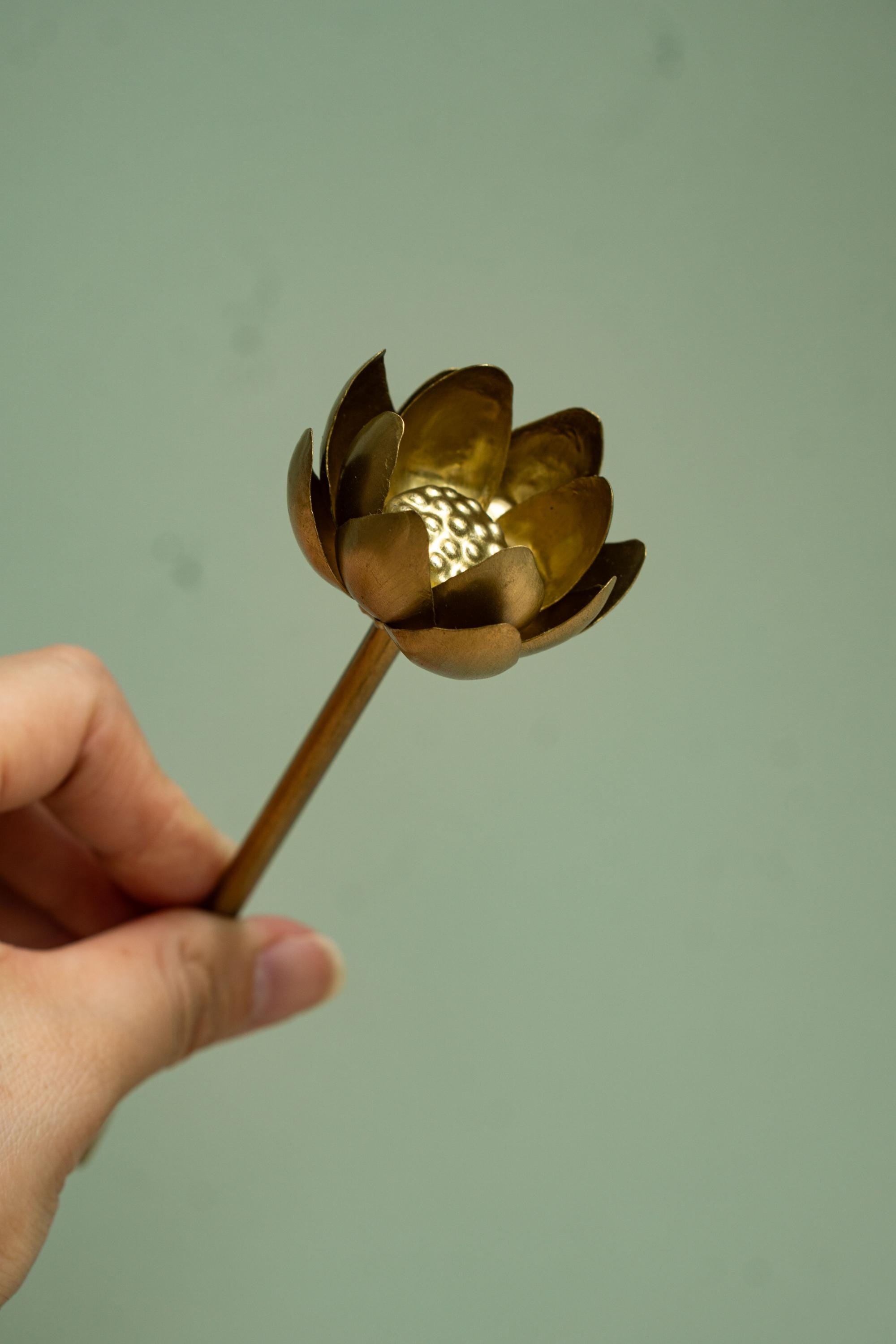 Brass Lotus Flower Hair Stick: Etched Copper Hair Pin, Vintage Brass ...