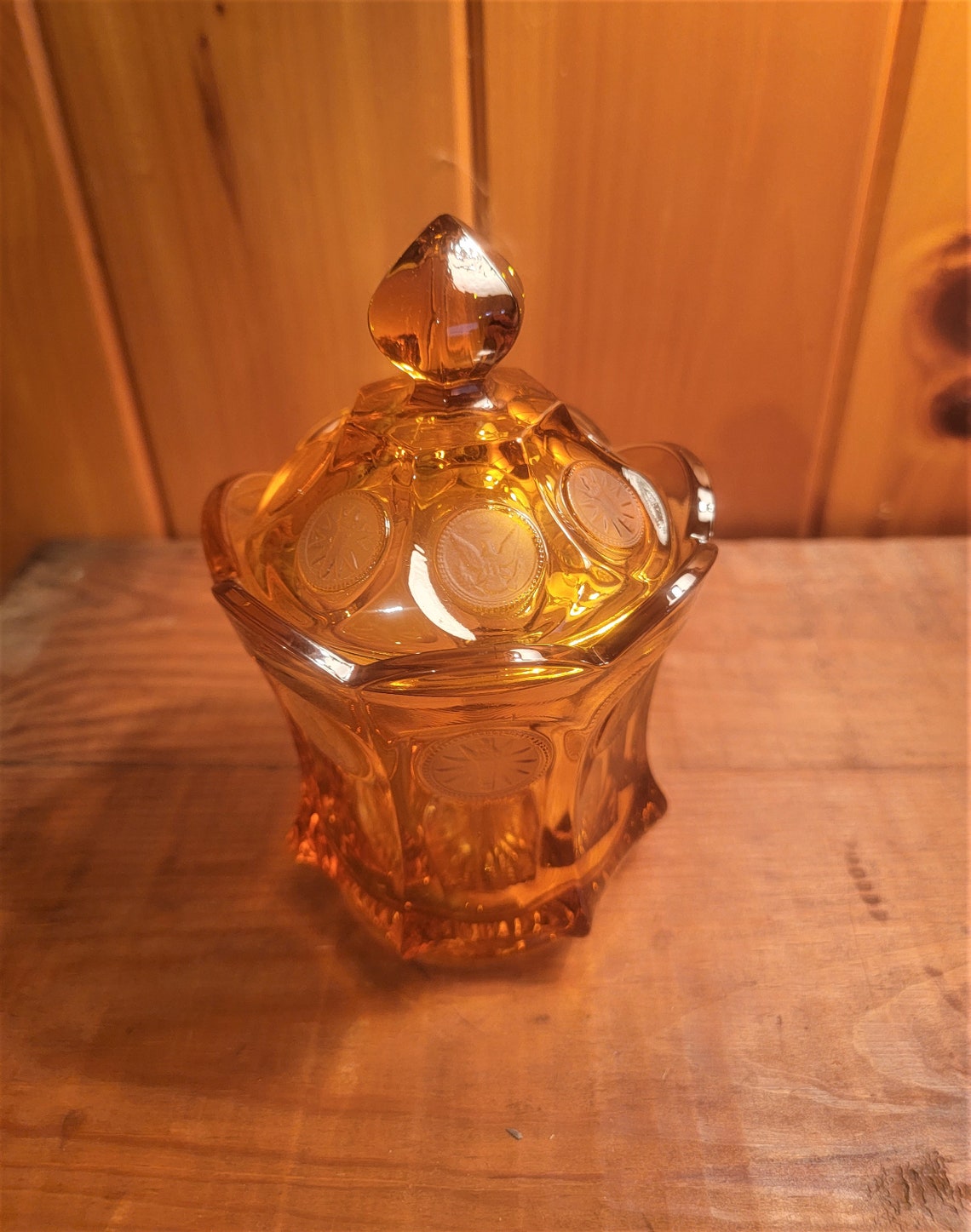 Amber Fostoria Coin Dot Sugar Bowl/ Candy Dish 4w X 6-1/2h - Etsy