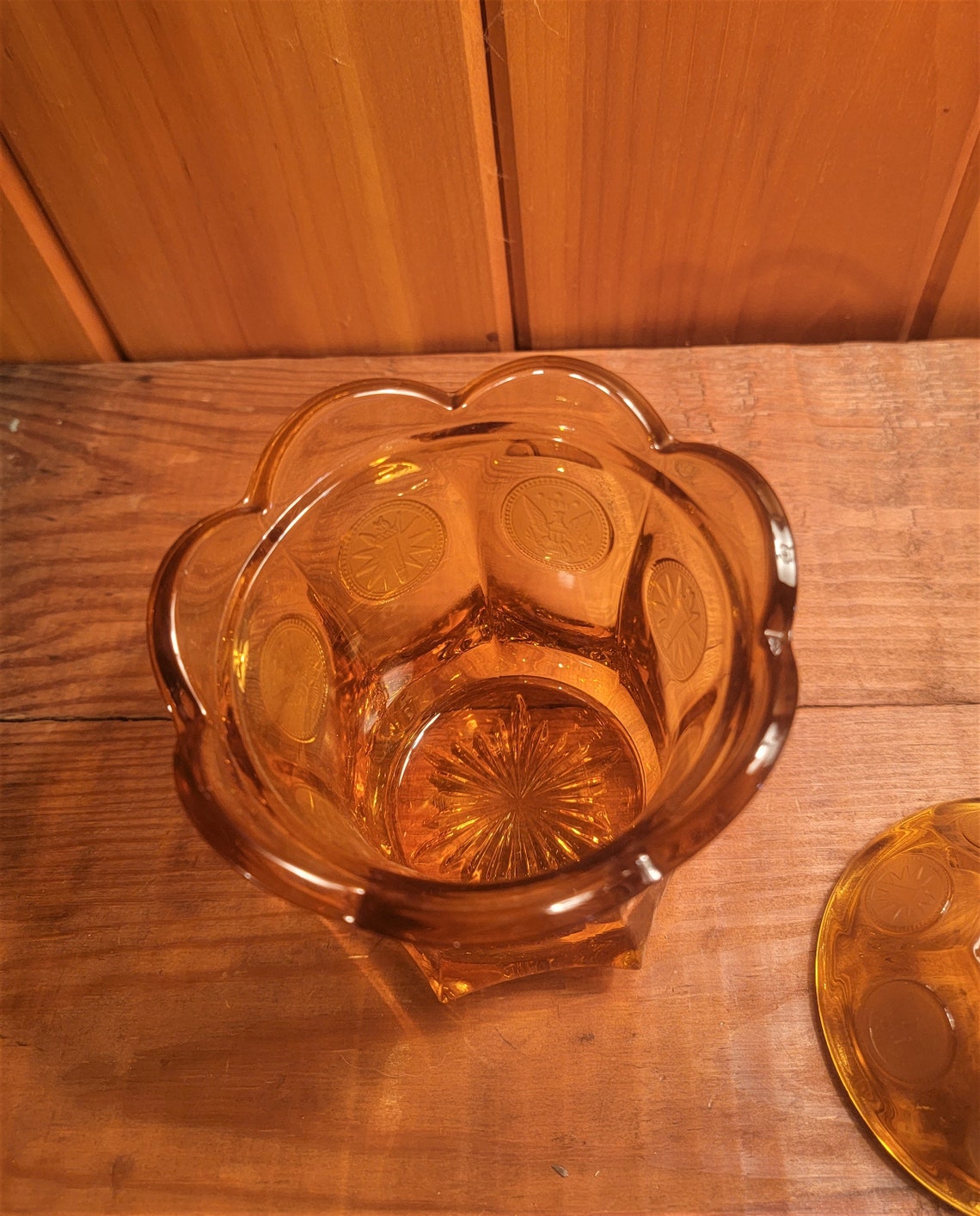 Amber Fostoria Coin Dot Sugar Bowl/ Candy Dish 4w X 6-1/2h - Etsy