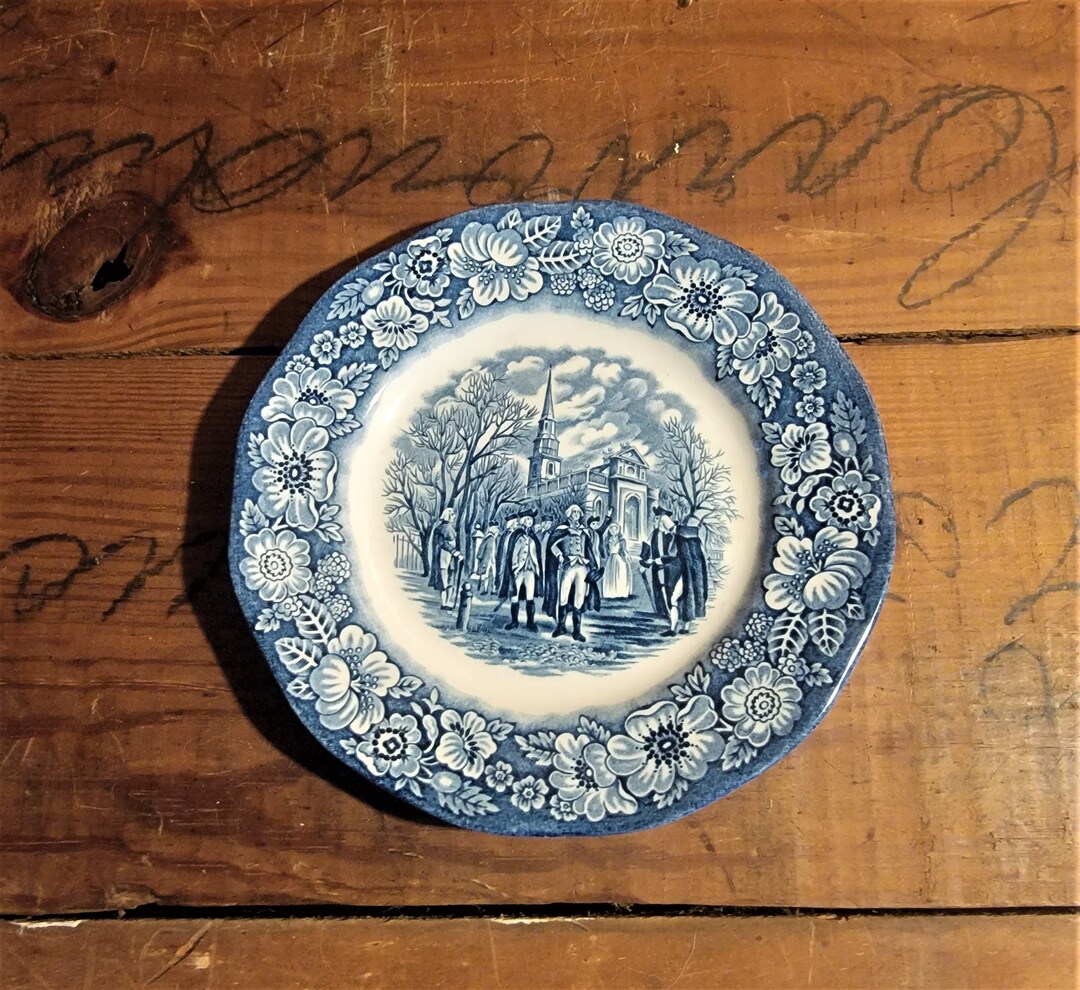 Liberty Blue Staffordshire Ironstone Dessert Plate With Washington ...