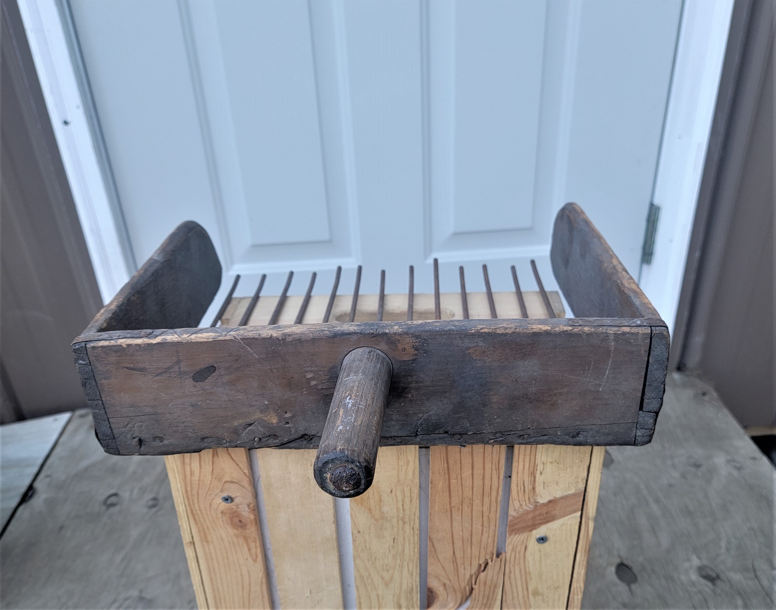 Clam/cranberry Rake/sifter With Wooden Frame Work and Steel Tongs. It ...