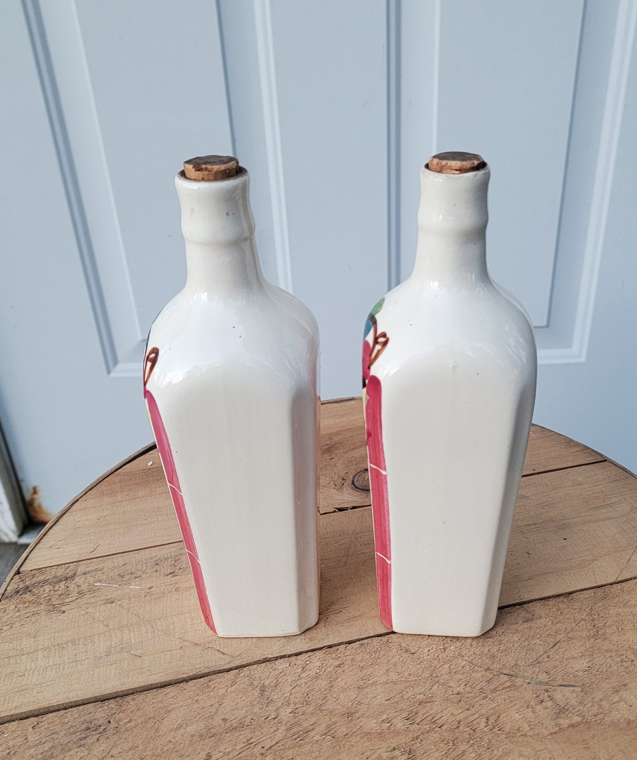 Puritan Slip Ware Oil and Vinegar Stoneware Bottles 1950's 2-7/8sq X 9 ...