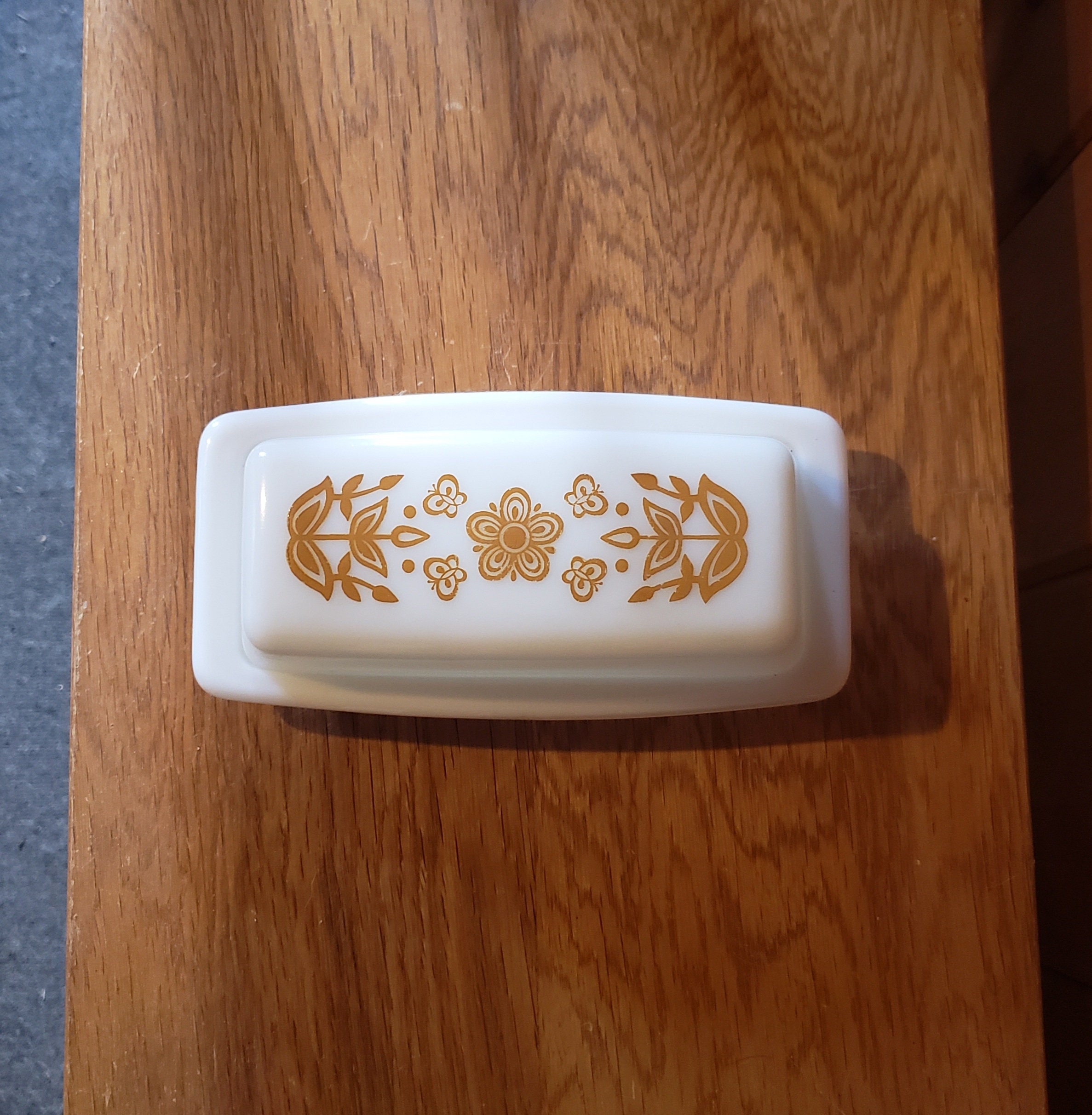 Pyrex Golden Butterfly Butter Dish - Etsy
