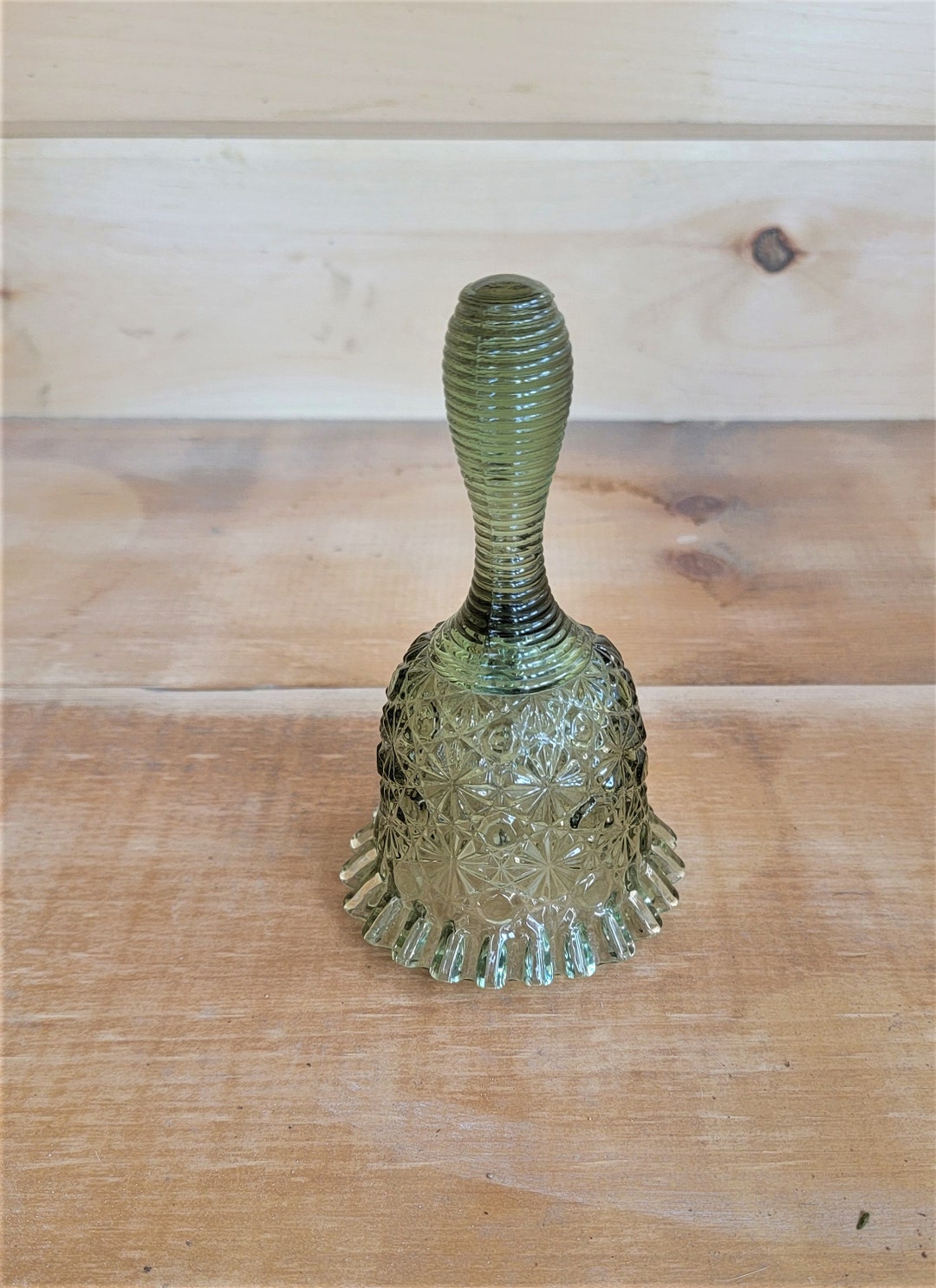 Fenton Green Daisy & Button Bell - Etsy