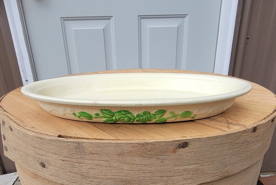 Homer Laughlin Oven Serve Ware Embossed Green Ivy Oval Dish. It ...