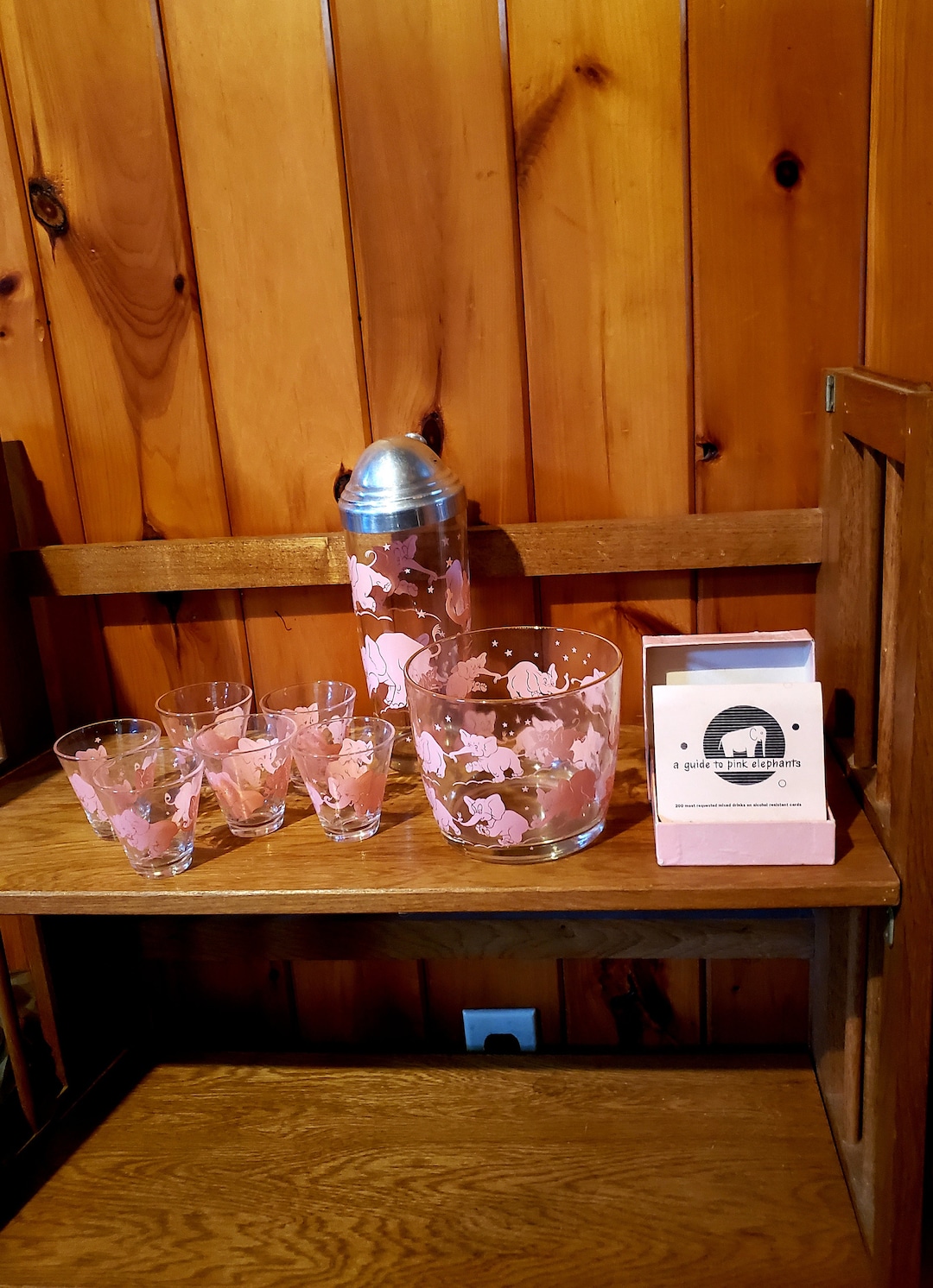 Pink Elephant Cocktail Shaker With Ice Bucket, 6 Shot Glasses and Drink ...
